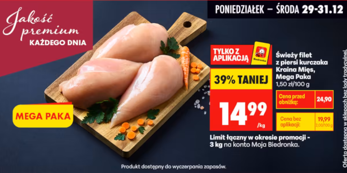 Biedronka : -39% na świeży filet z piersi kurczaka