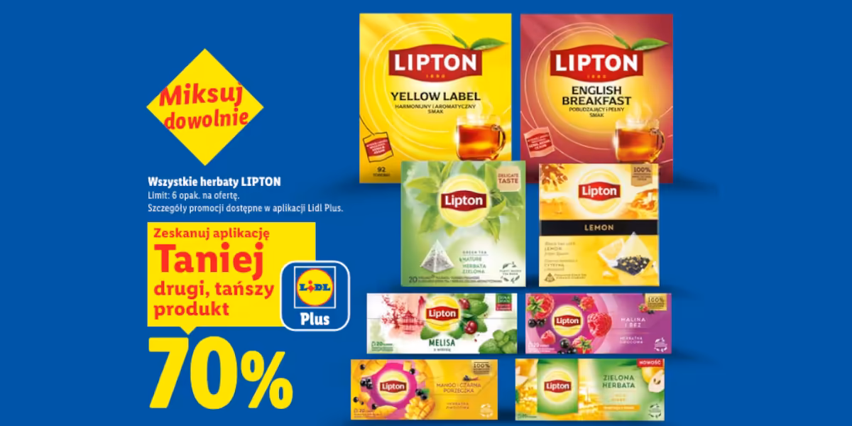 Lidl : -70% na wszystkie herbaty LIPTON